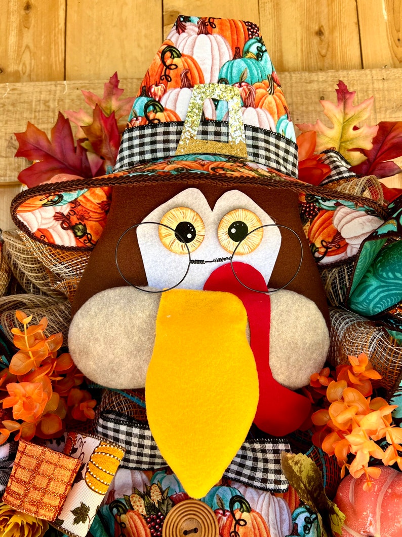 Turkey Wreath, Fall Wreath, Front Door Wreath, Outdoor Decor, Autumn ...