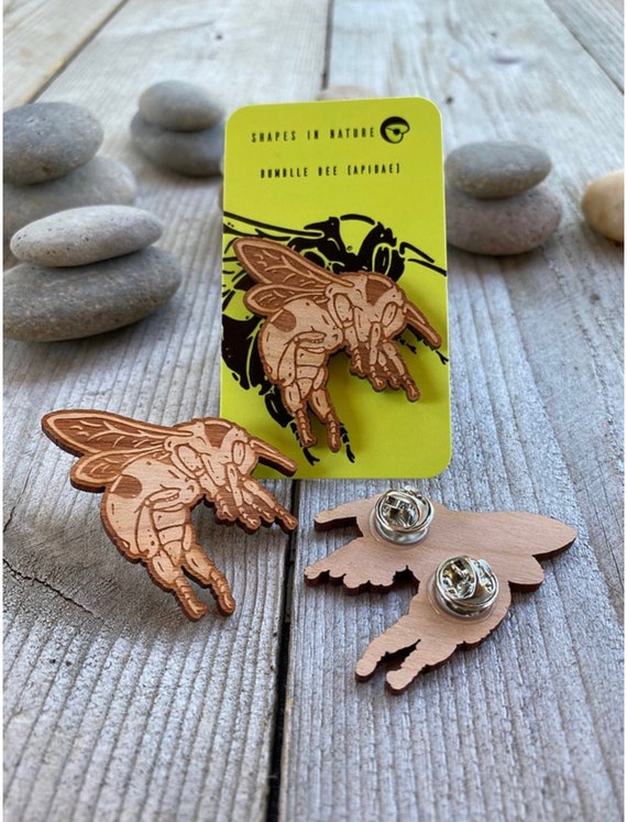 Wooden Bumblebee Pin - Etsy