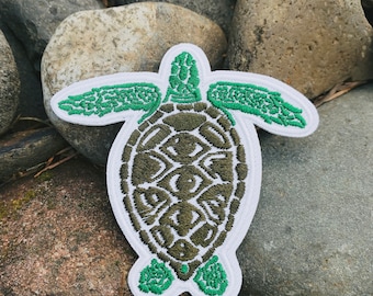 Green Sea Turtle Iron on Embroidered Patch - Etsy