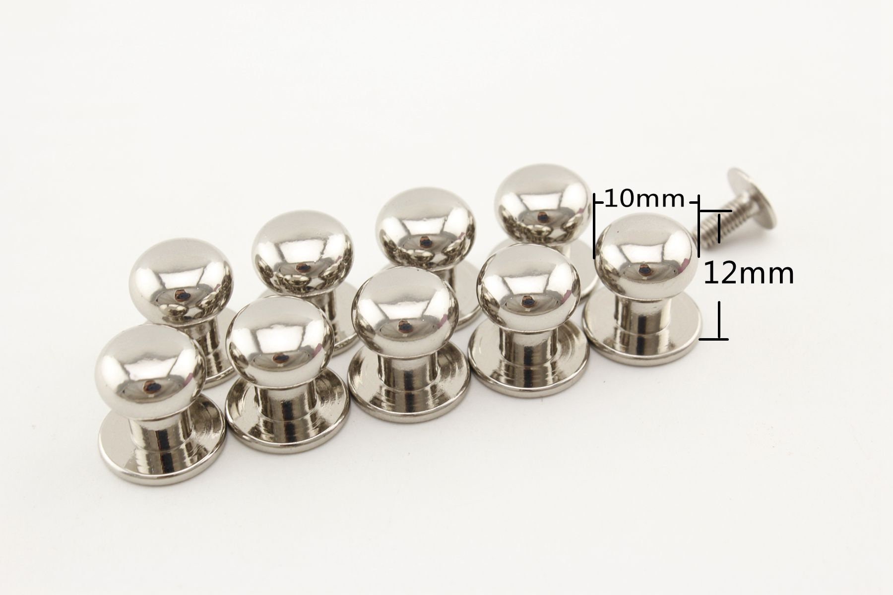 10 Sets of 10mm Solid Brass Round Head Button Studs Rivets - Etsy