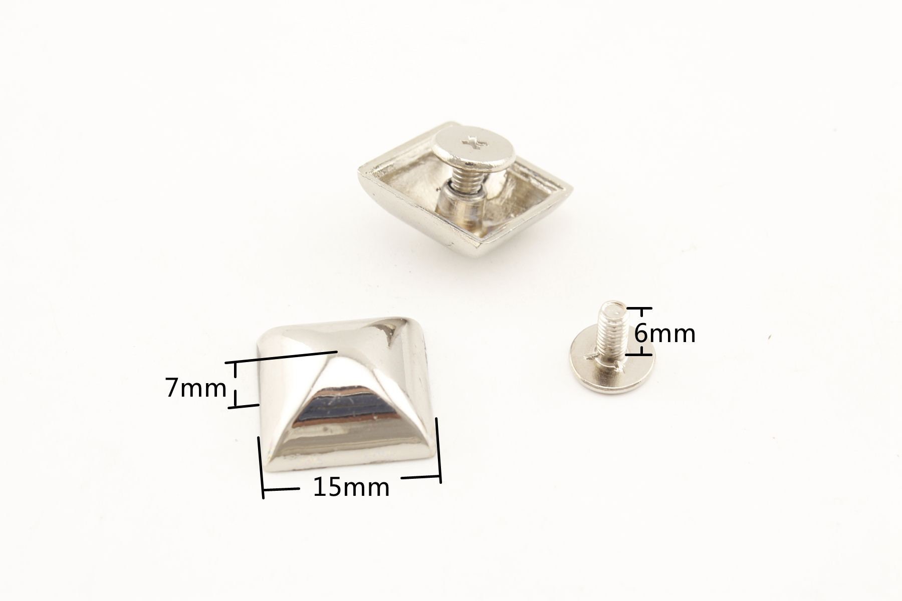 20 Sets of Iron 15mm High Cup Decorative Screw on Pyramid Head Studs ...