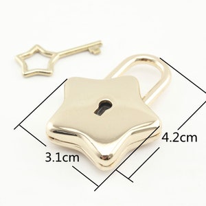 Tariff Free! 31mm X 42mm Star Shape Bag Purse Clutch Pad Lock and Key ...