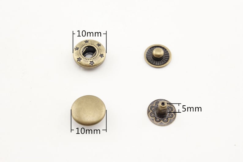 40 Sets of 16L 10mm Solid Brass Snap Fastener Washable Press Studs ...