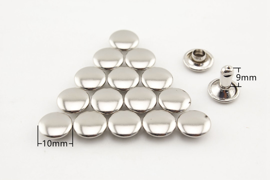 10mm X 10mm Double Flat Cap Solid Brass Rivets Nickel Anti Bronze Light ...