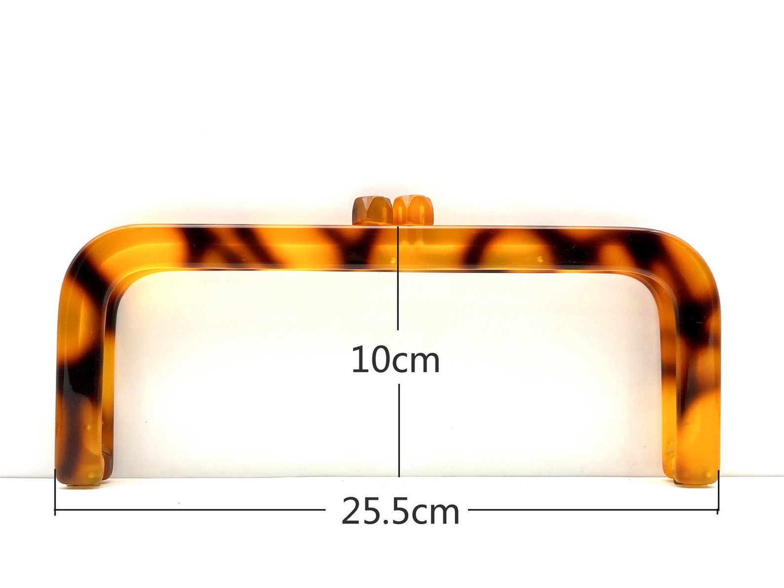 10 Inch 25.5cm Rectangle Glue on Acrylic Resin Bag Purse Frame Tortoise ...