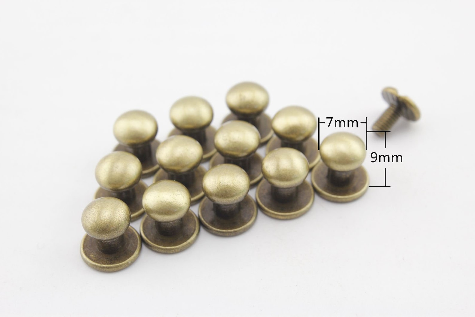 12 Sets of 7mm Solid Brass Round Head Button Studs Rivets - Etsy