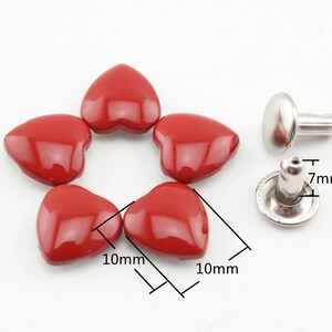 60 Sets of 10mm IRON Heart Shape Rivets for Leather Purse Bag Shoes ...