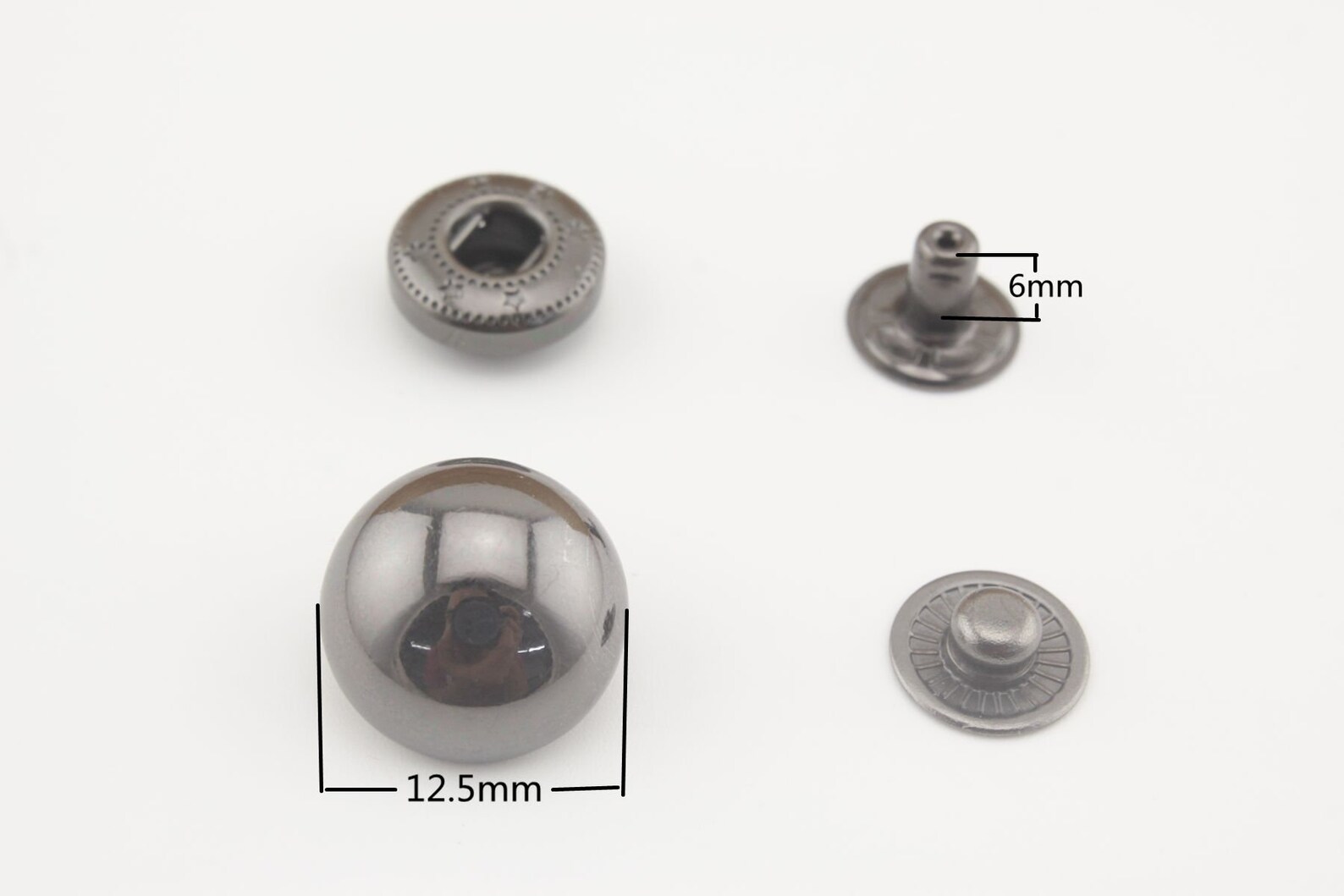 12.5mm 15mm 17mm 20mm 25mm Dome Snap Fastener Dome Capped Snap Fastener ...