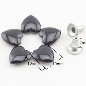 60 Sets of 10mm IRON Heart Shape Rivets for Leather Purse Bag Shoes ...