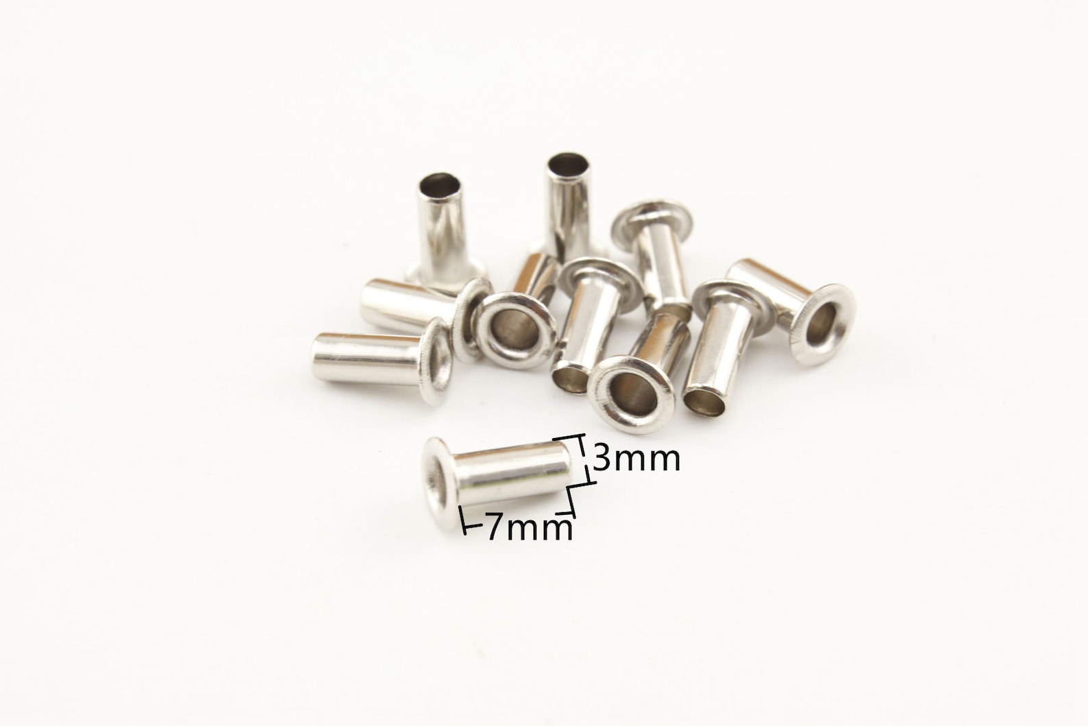 100pcs of 3mm X 8mm / 3mm X 10mm Nickel Hollow Tube Rivet Eyelet Rivet ...