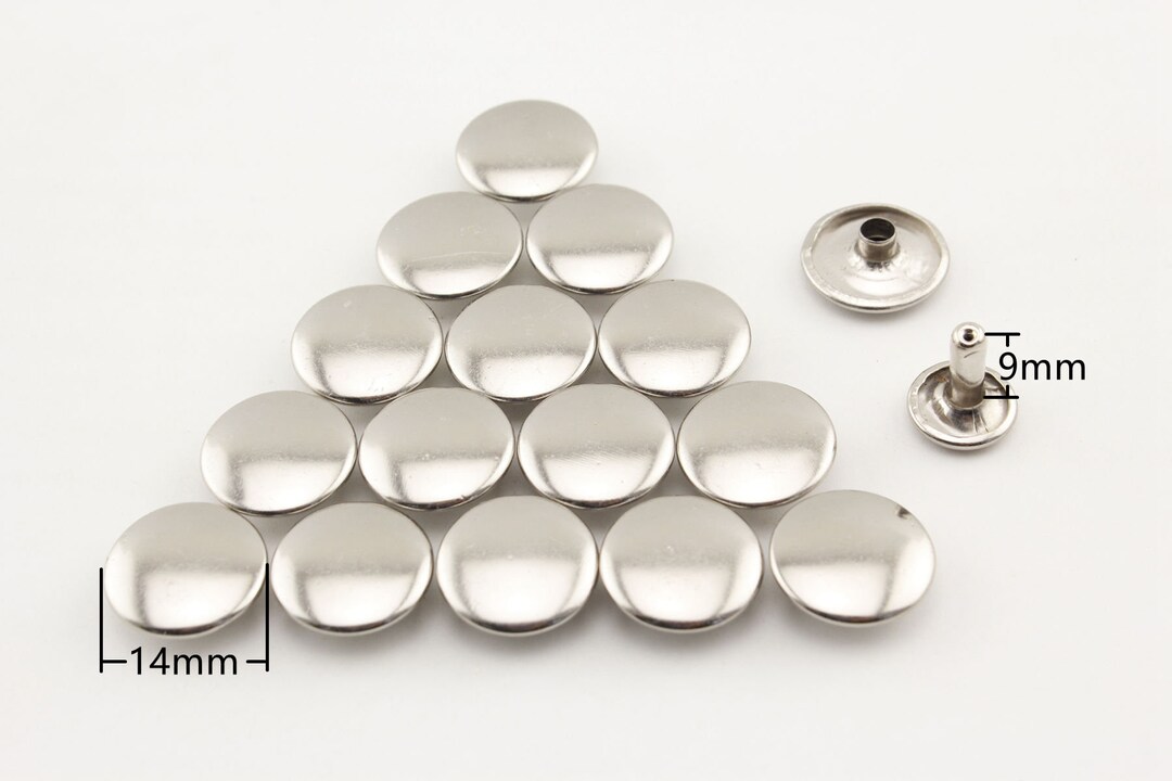 50 Sets of 14mm Flat Double Cap IRON Rivets for Leather Doll Purse Bag ...