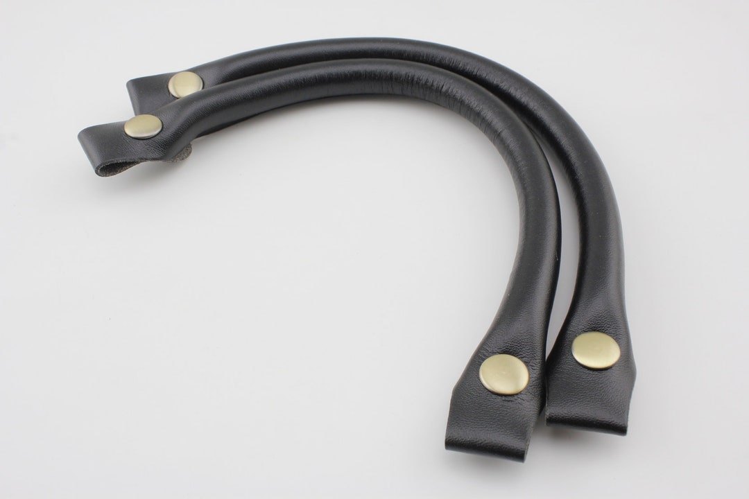 Black PU Leather 12-inch Bag Handles, Snap Fastener Straps - Etsy