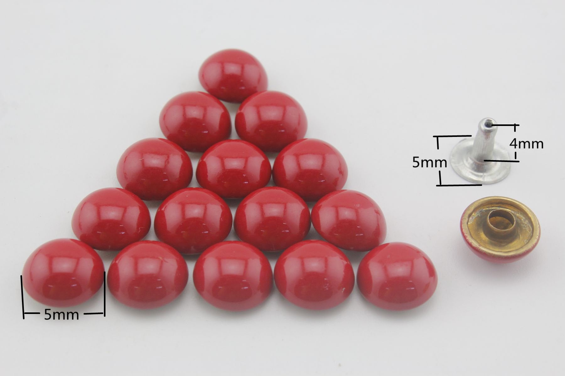 50 Sets of 5mm Double Cap Solid Brass Dome Rivets for Leather Doll ...