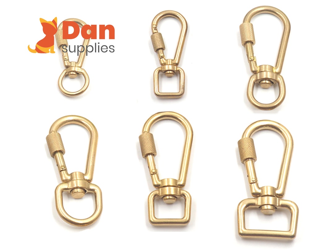 Solid Brass Swivel Rotating Locking Carabiner Hook Clip for Dog Leash ...