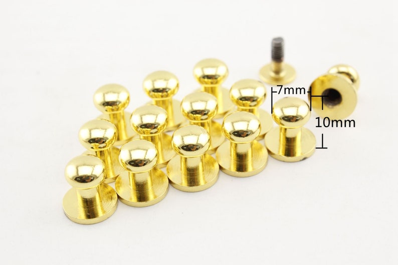 12 Sets of 7mm Solid Brass Round Head Button Studs Rivets - Etsy
