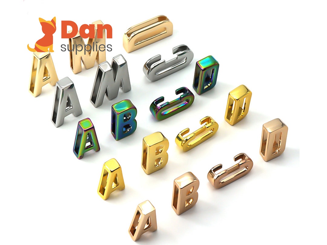Small Metal Slide-on Letters for Dog Collars, Bag Straps & Belts Thick ...