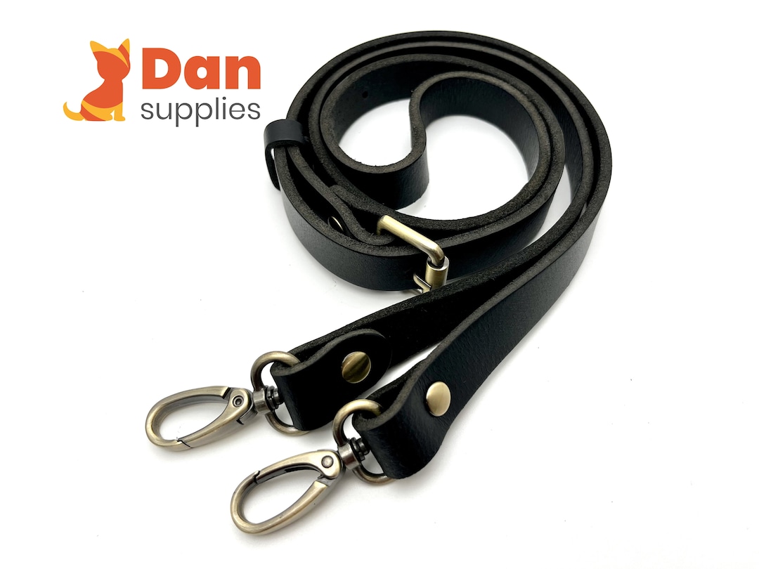 46.5 Inch 118CM Genuine Leather Cross Body Bag Strap Replacement Black ...