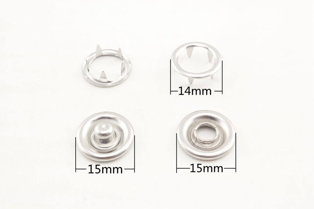 25 Sets of 15mm 24L Solid Brass Snap Poppers Fasteners Prong Ring Press ...