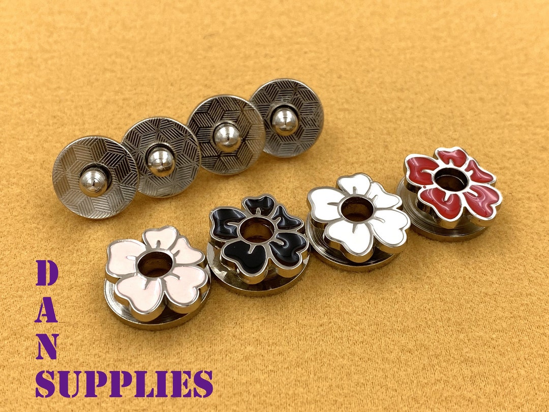17mm Quick Release Flower Magnetic Snap Fastener Leather Closures ...