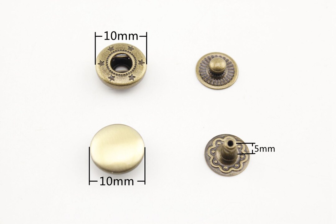 40 Sets of 16L 10mm Solid Brass Snap Fastener Washable Press Studs ...