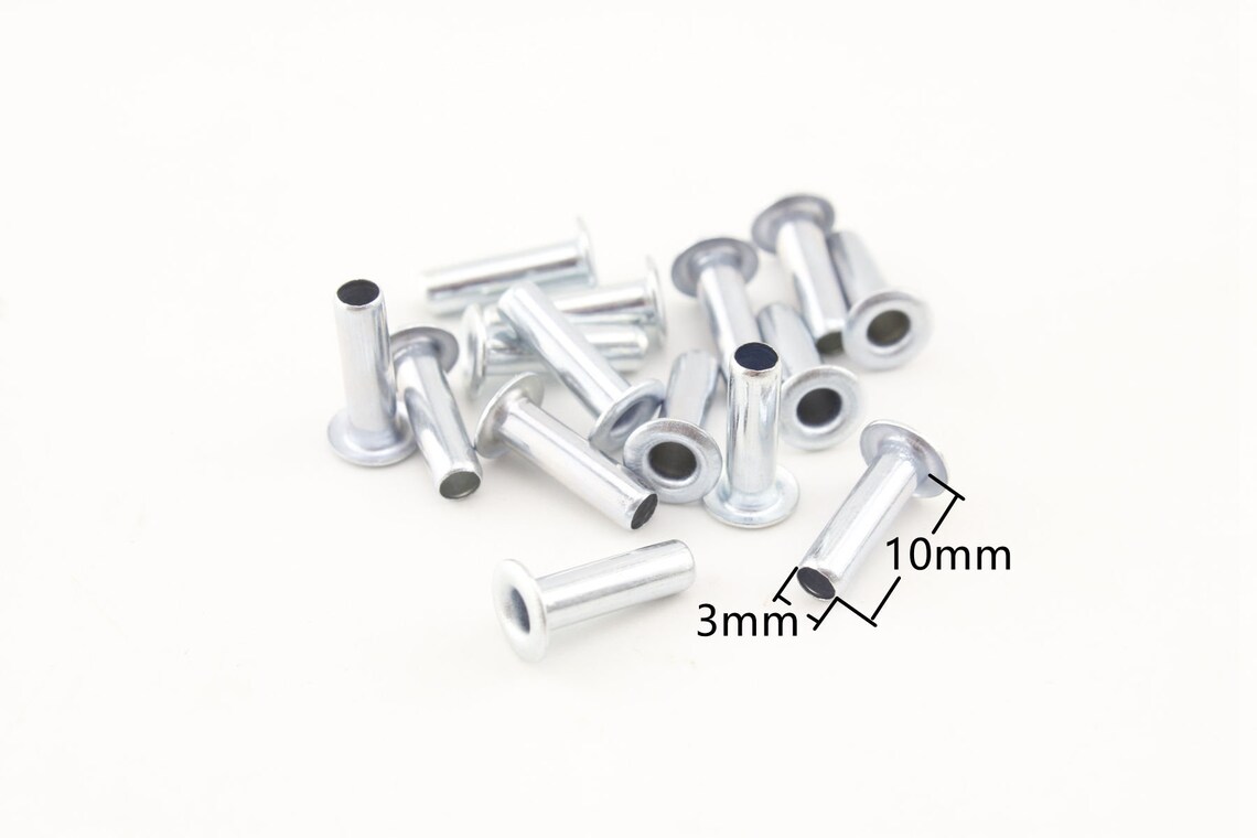 100pcs of 3mm X 8mm / 3mm X 10mm Nickel Hollow Tube Rivet Eyelet Rivet ...