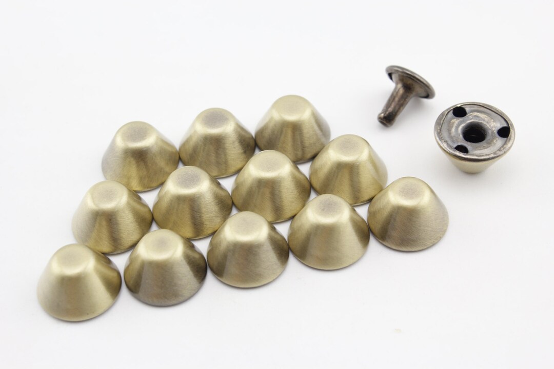 30 Sets of 12mm Flat Cone Rivet Purse Feet Anti Bronze Gunmetal Nickel ...