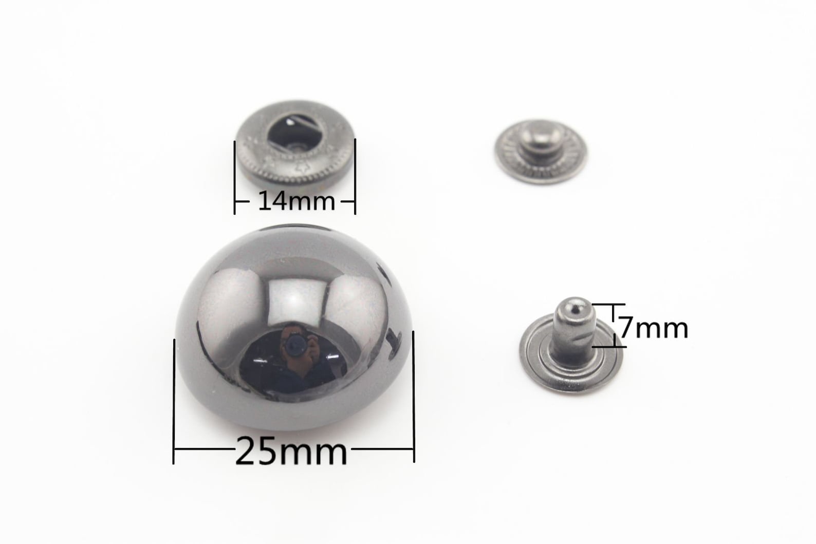 12.5mm 15mm 17mm 20mm 25mm Dome Snap Fastener Dome Capped Snap Fastener ...