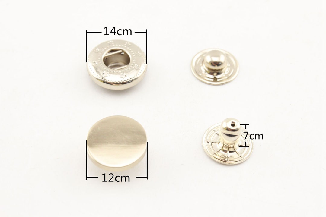 12 Sets of 12mm Flat Cap Zinc Alloy Snap Fastener Washable Press Studs ...