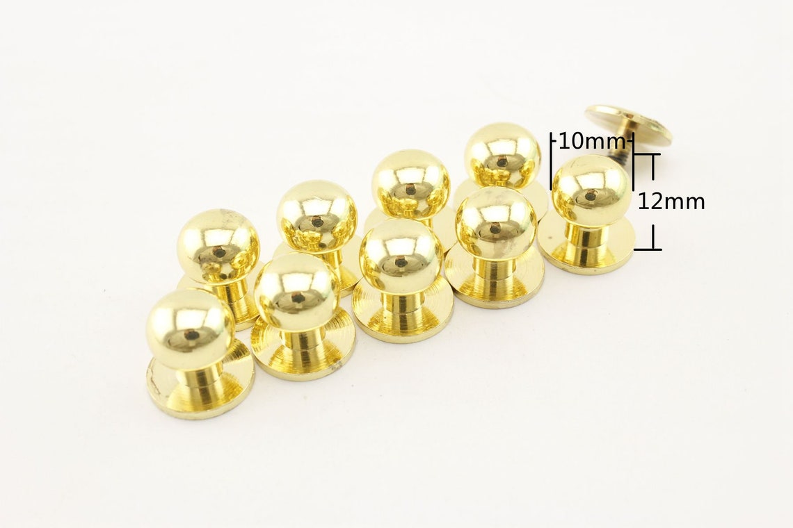 10 Sets of 10mm Solid Brass Round Head Button Studs Rivets - Etsy