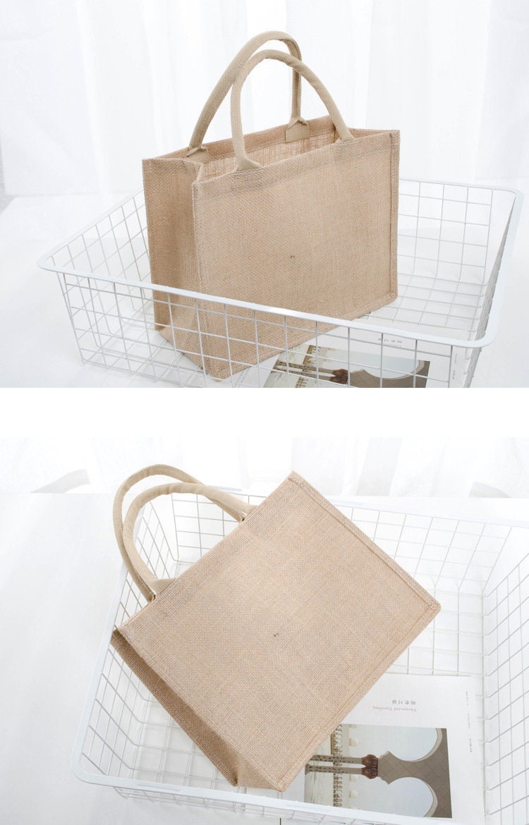 Blank Jute Tote Bag With Handles, Bulk Pack of 5 - Etsy