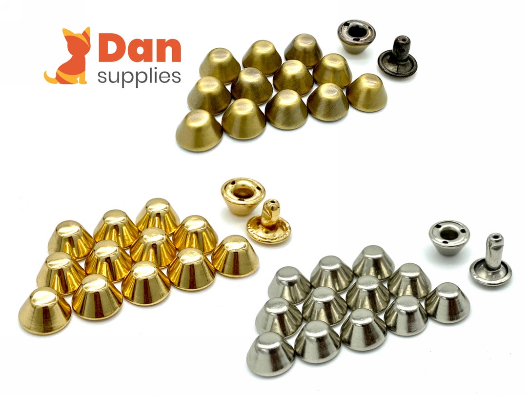 40 Sets of 8mm Flat Cone Rivet Purse Feet Anti Bronze Gunmetal Nickel ...