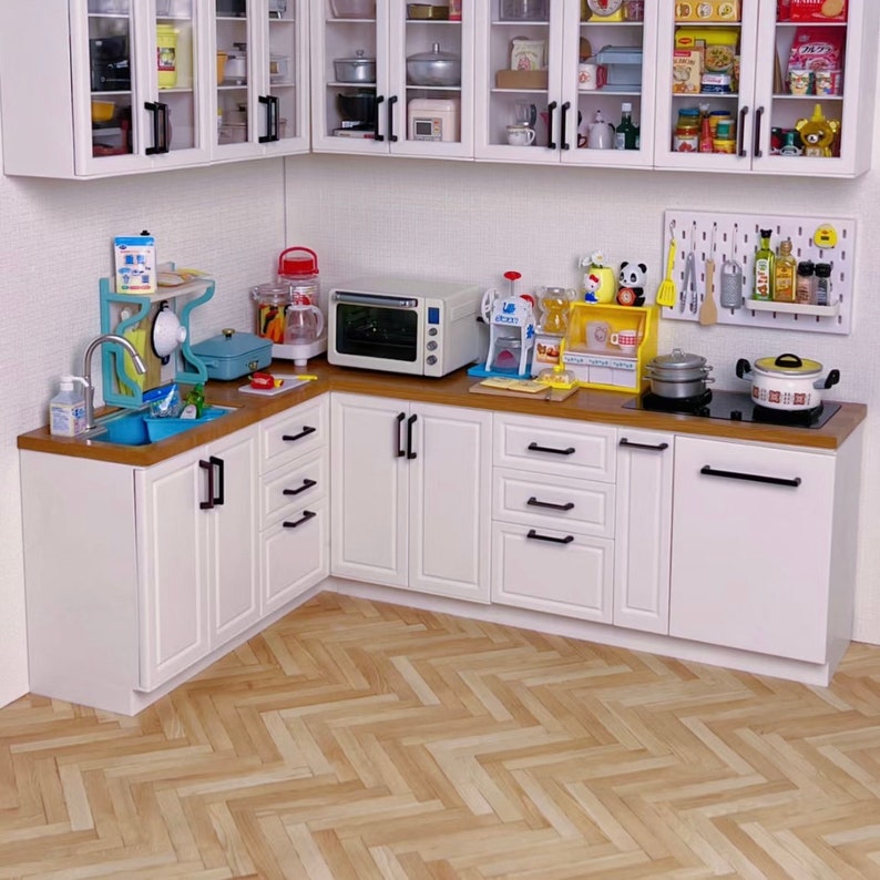 1/6 Scale Miniature Kitchen Cabinet Set for Blythe, BJD, Momoko ...