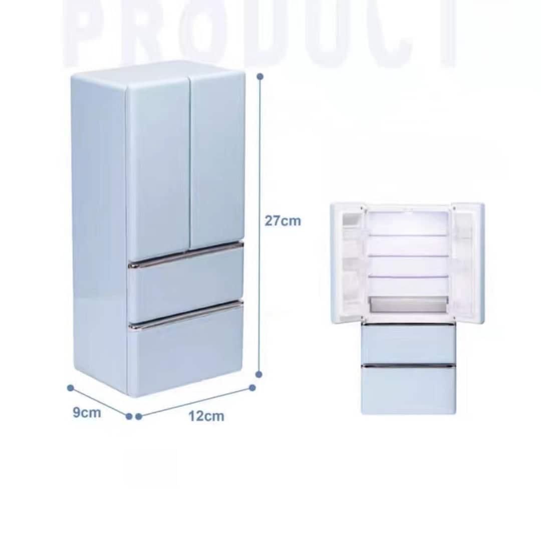 1/6 Scale Miniature Double Door Fridge With LED: Dollhouse Refrigerator ...