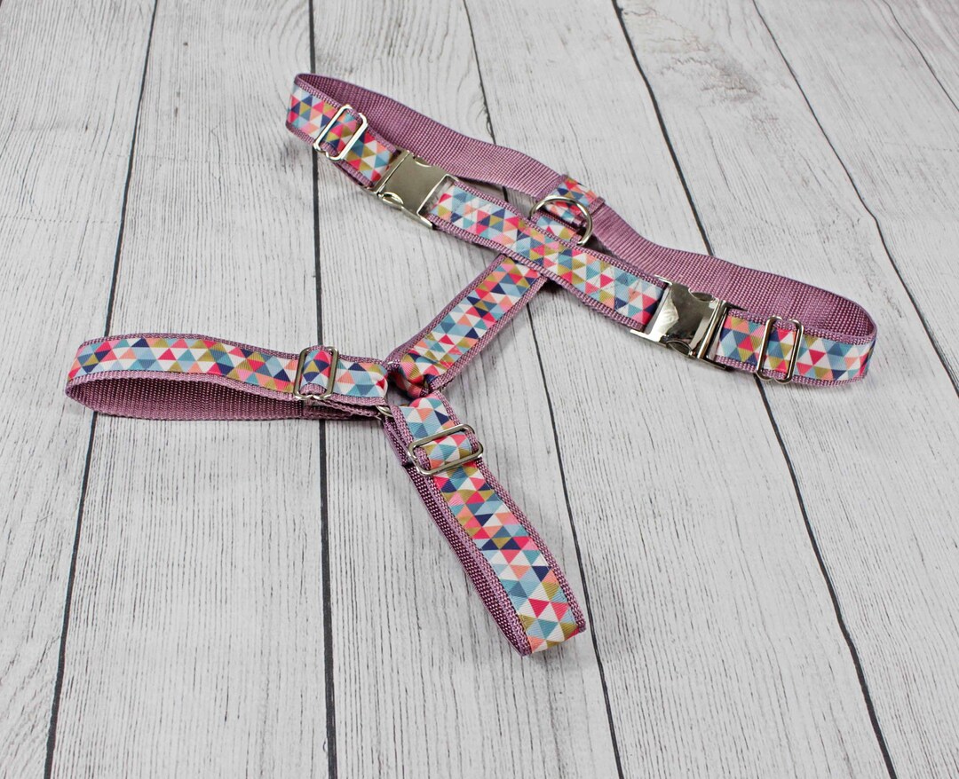 Dog Harness With Triangles, Geometric, Triangle, Webbing in Old Pink ...