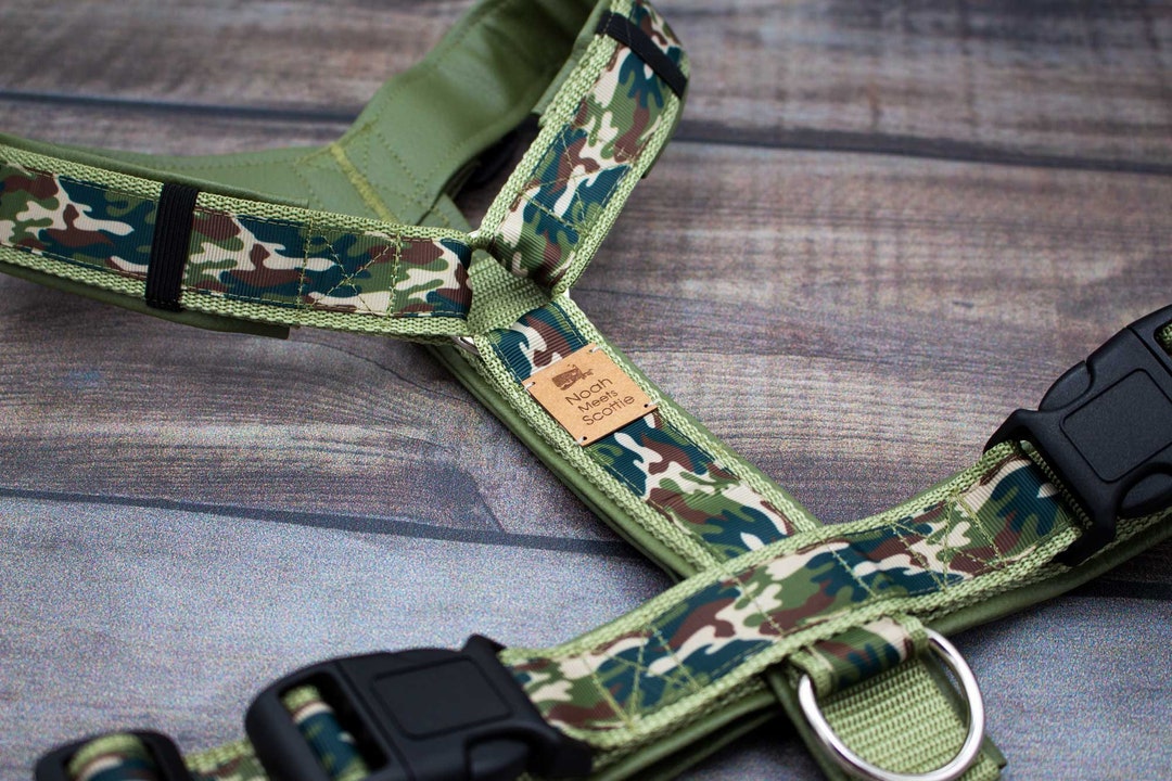 Dog Harness JACK, Size M, With Artificial Leather, Camouflage Pattern ...