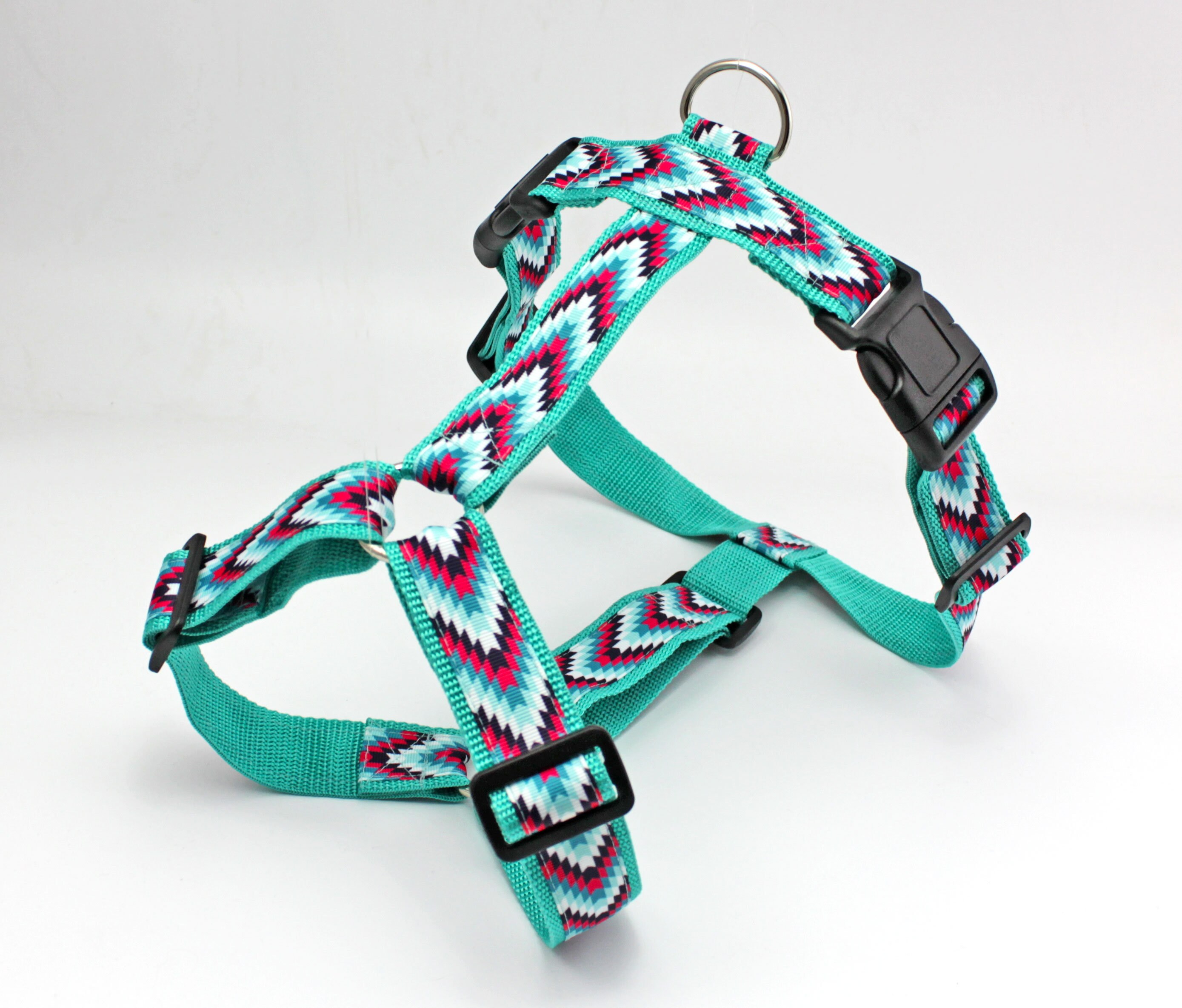 Dog Harness With Zigzag Pattern, Turquoise Webbing, Dog Harness - Etsy
