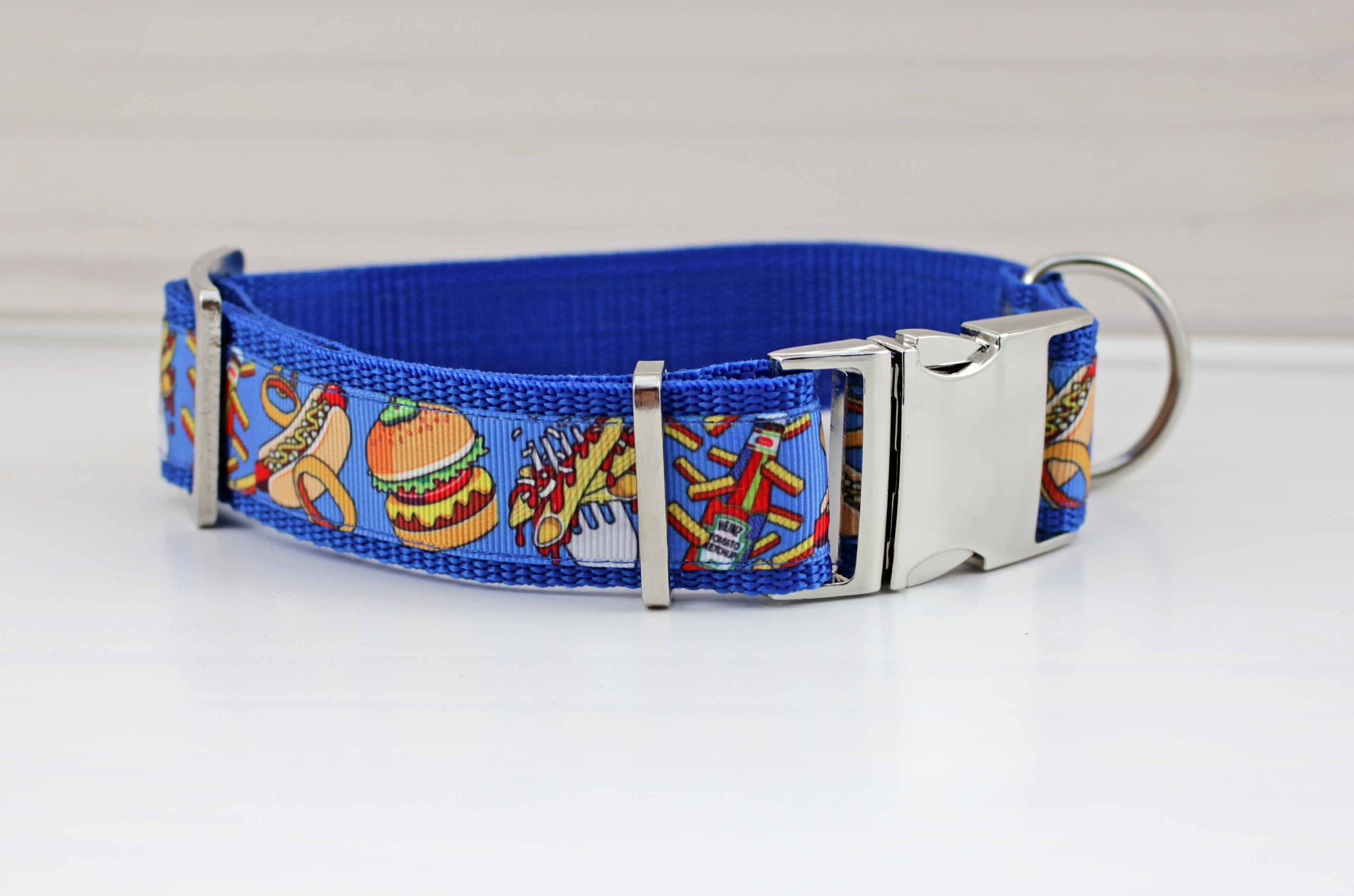 Dog Collar With Burger, Hot Dog and French Fries, Blue, Fast Food, Food ...
