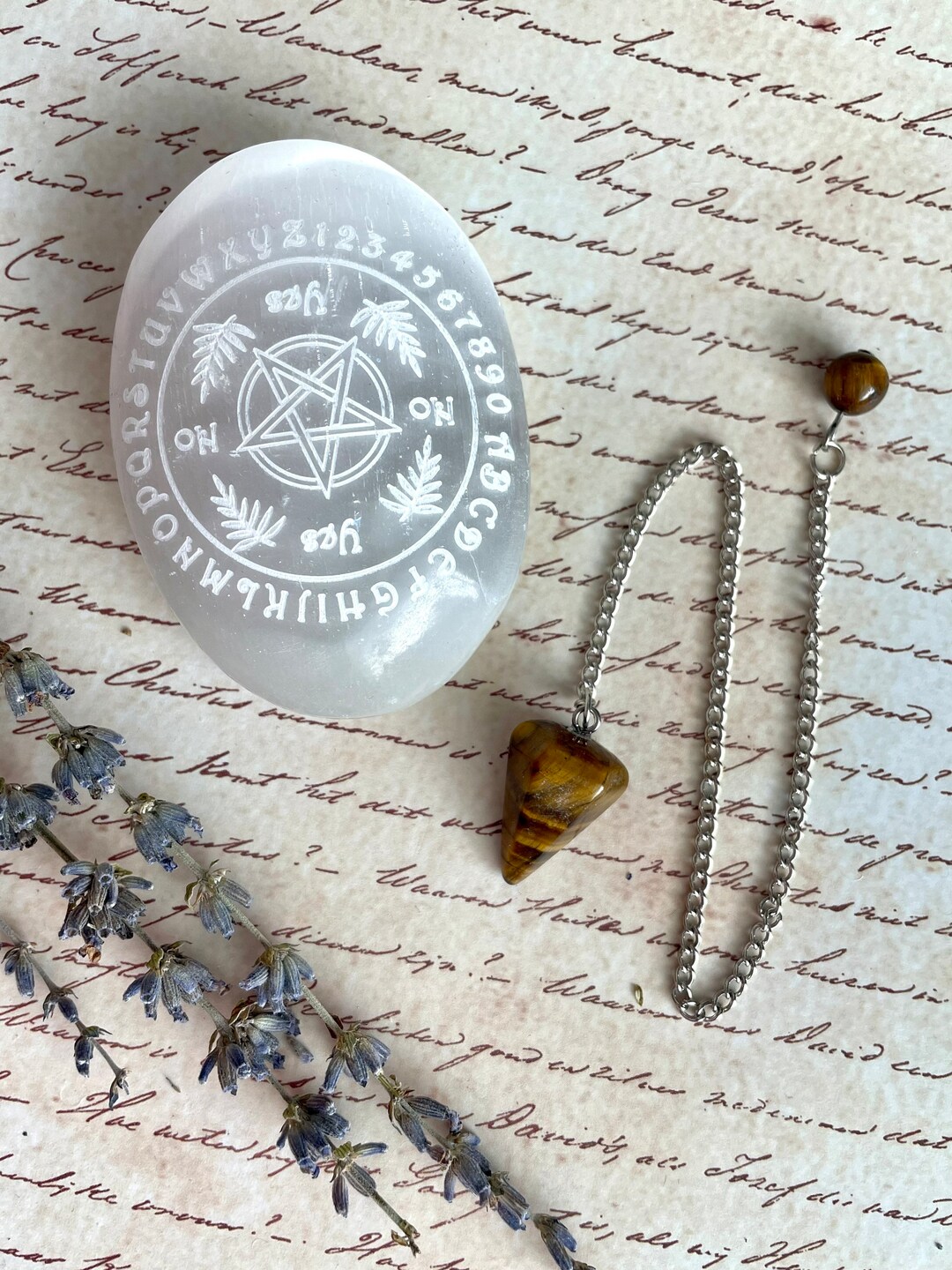 Tigers Eye Pendulum Set, Answer Board Palm Stone, Travel Divination ...
