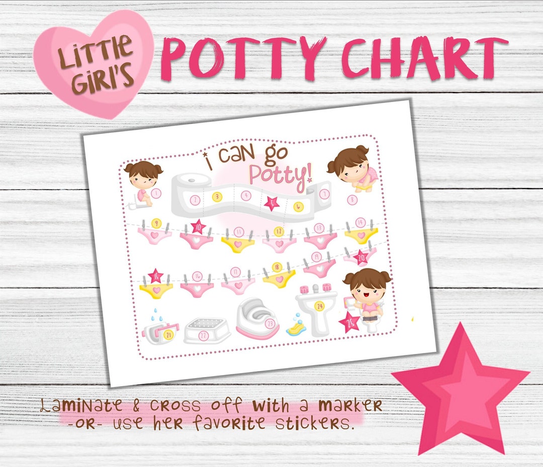 Little Girl's Printable Potty Chart - Reward System for Potty Training ...