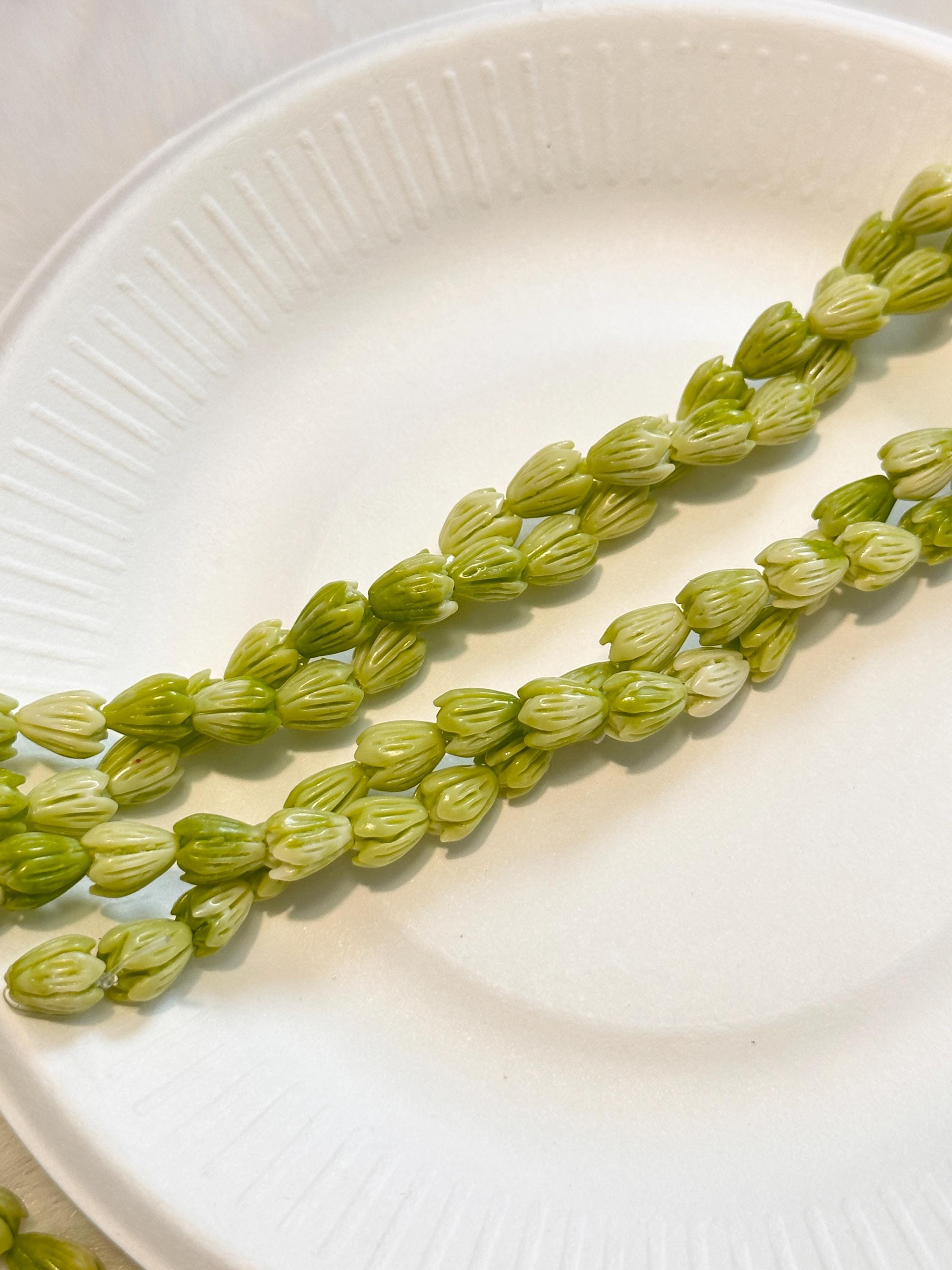 Variegated Green Pikake Beads，diy Hawaiian Jasmine Flower，composite ...