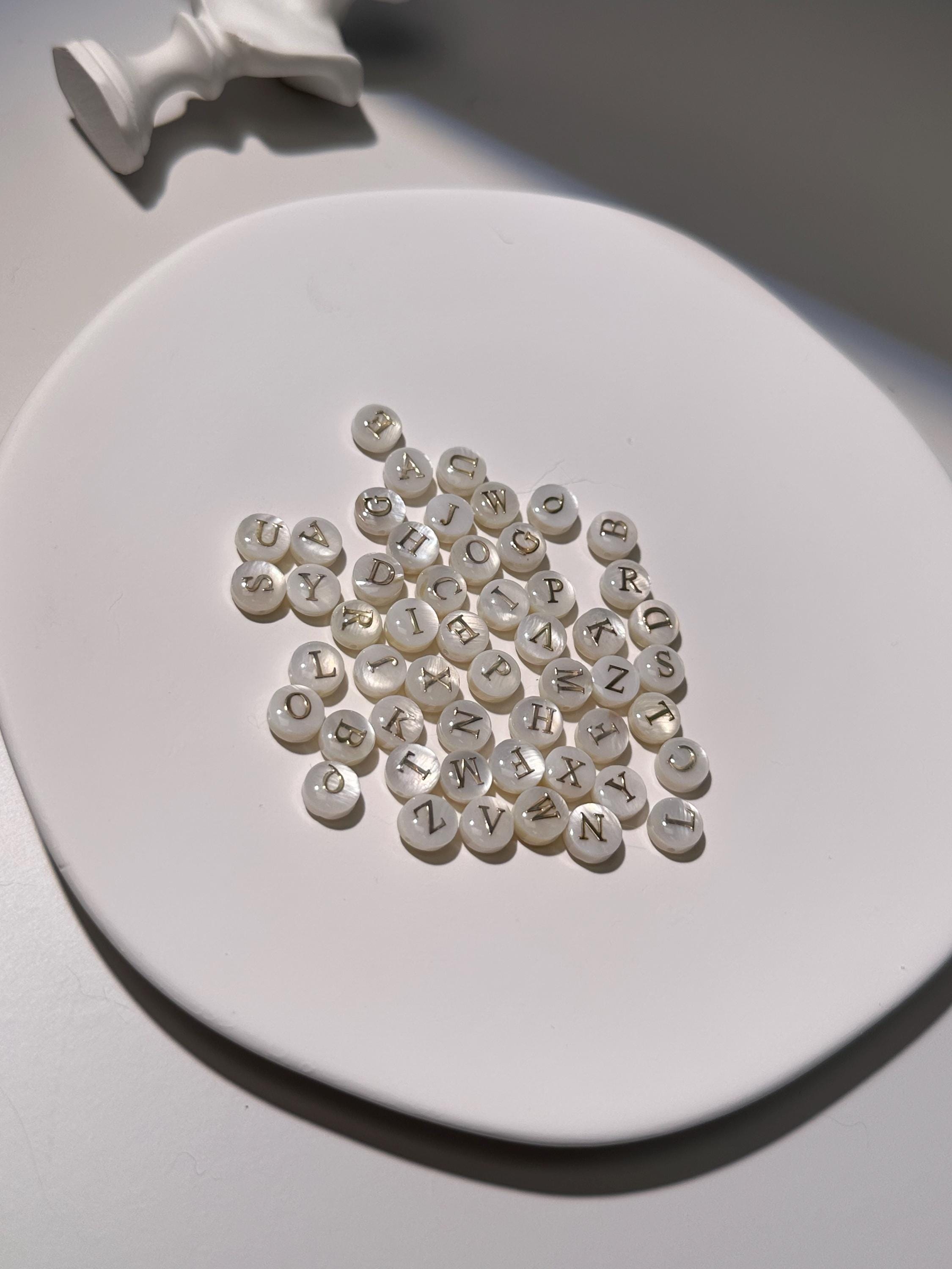 8mm Shell Alphabet Beads，english Letter Beads，mother of Pearl Alphabet ...