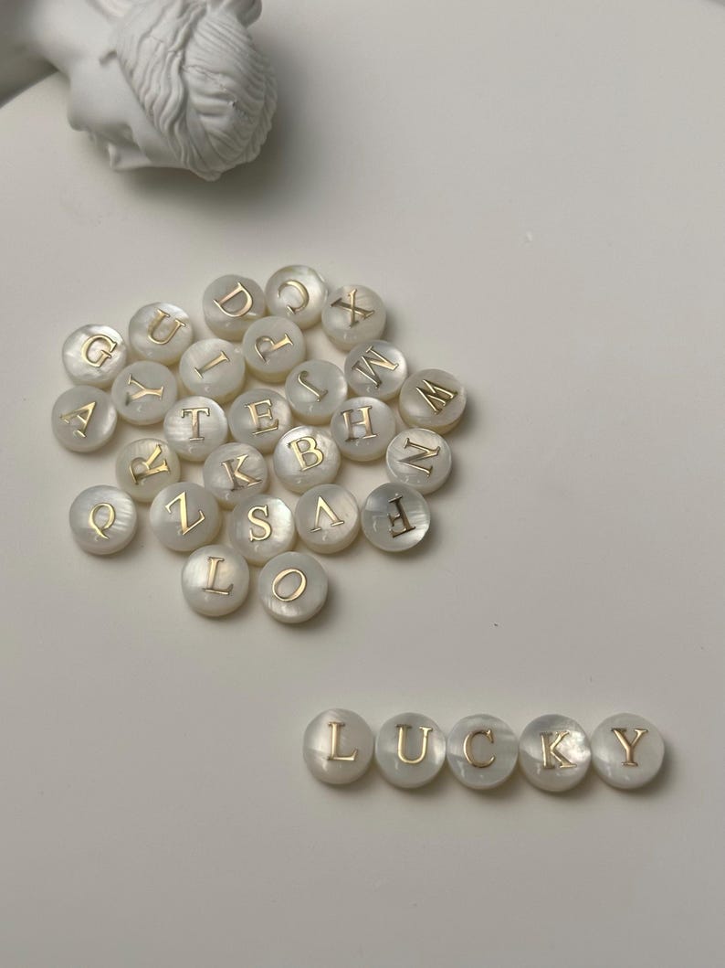 8mm Shell Alphabet Beads，english Letter Beads，mother of Pearl Alphabet ...