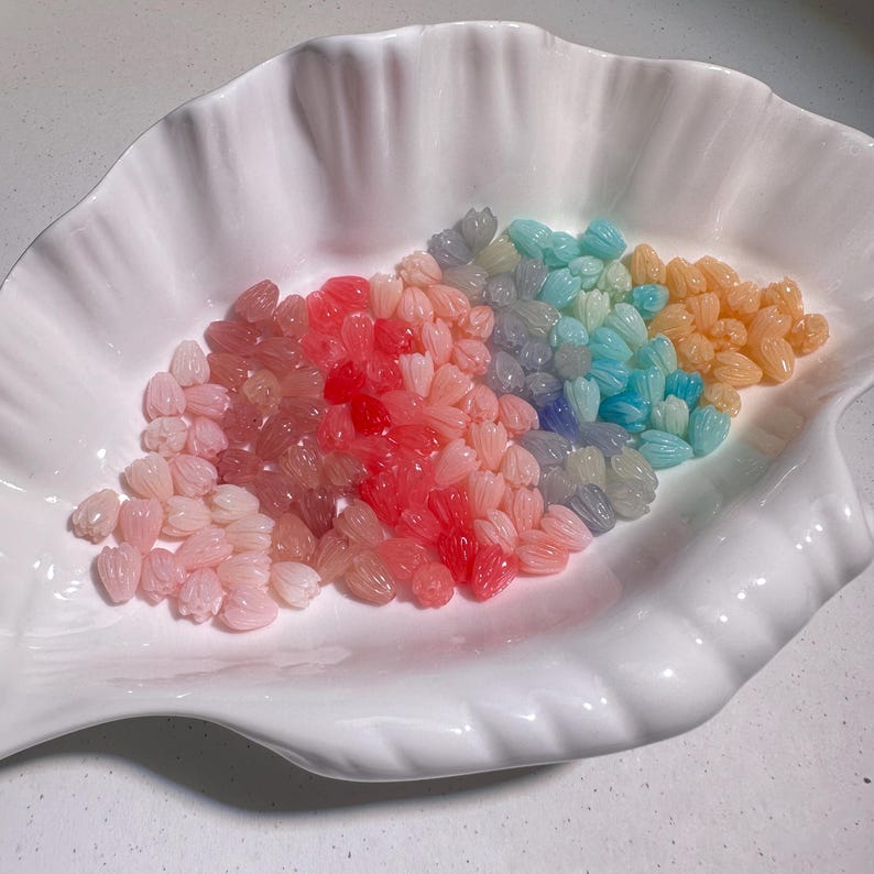 Resin Jasmine Flower Beads，hawaiian Pikake Beads，carved Hawaiian Pikake ...