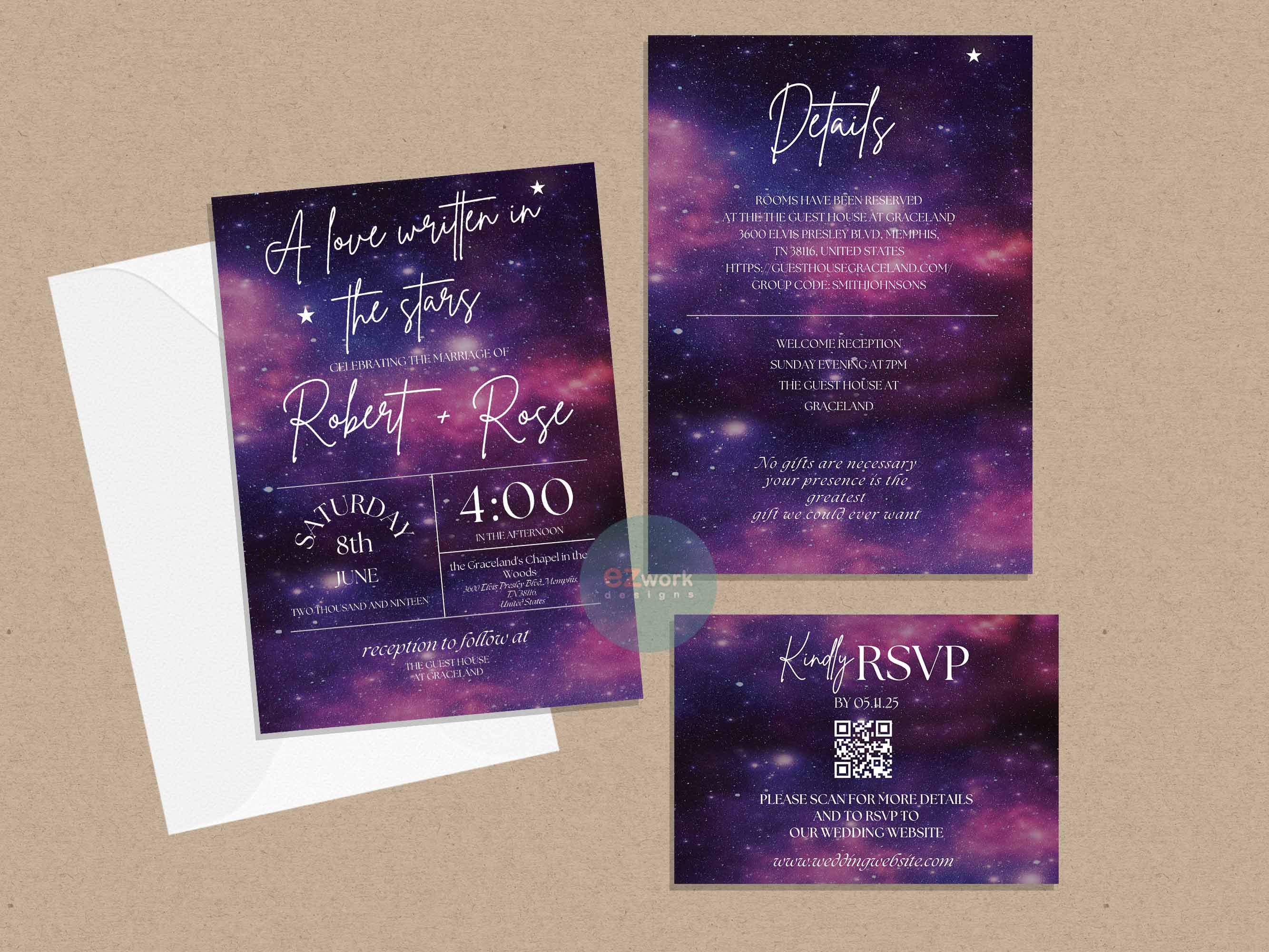 Starry Night Galaxy Wedding Invitation Template (digital E-invite) - Etsy