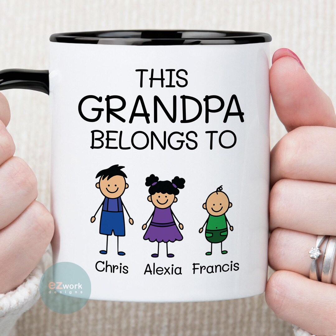 Personalized Family Mug, Custom Grandchild Names, Grandpa Gift - Etsy