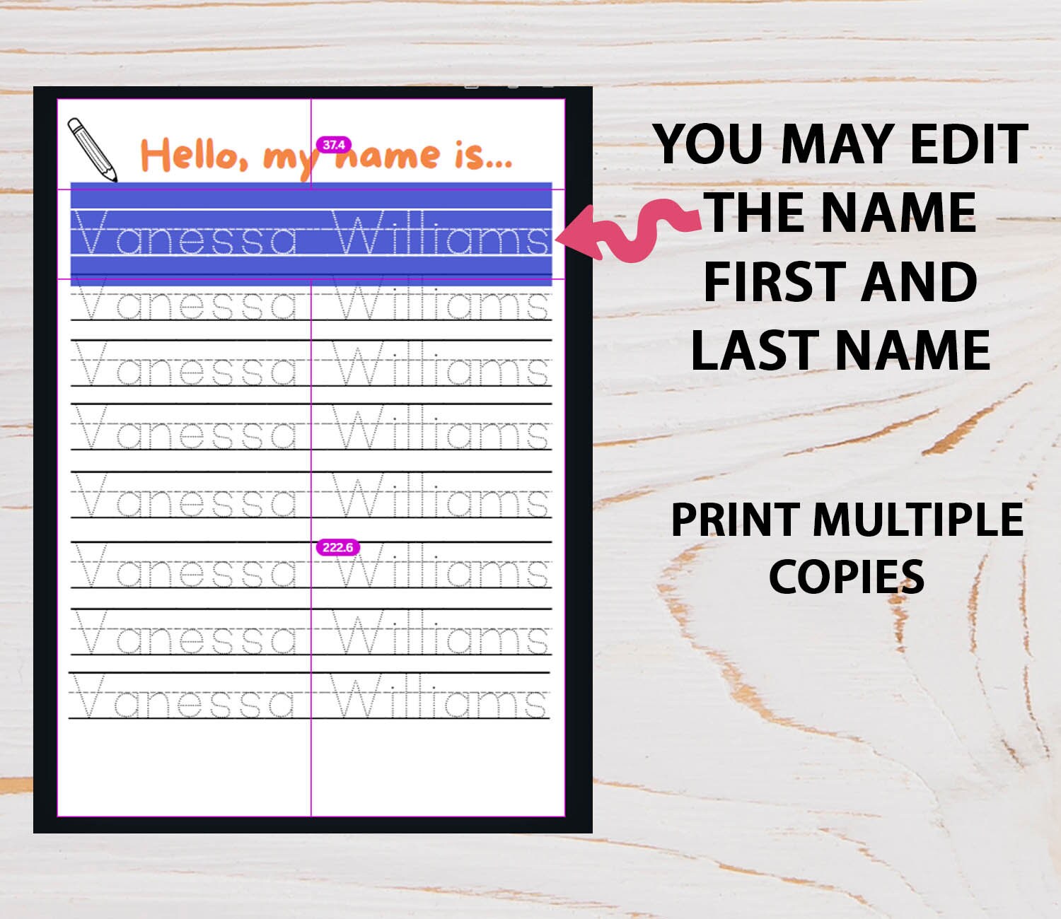 Editable Name Tracing Worksheet Practice Printable Preschool, Can Write ...