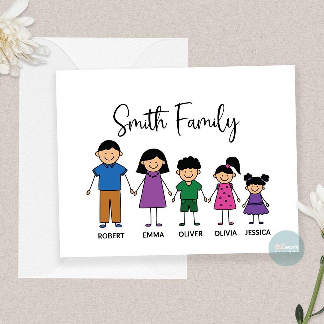 Personalized Stick Figure Family Thank You Cards With Envelopes - Etsy