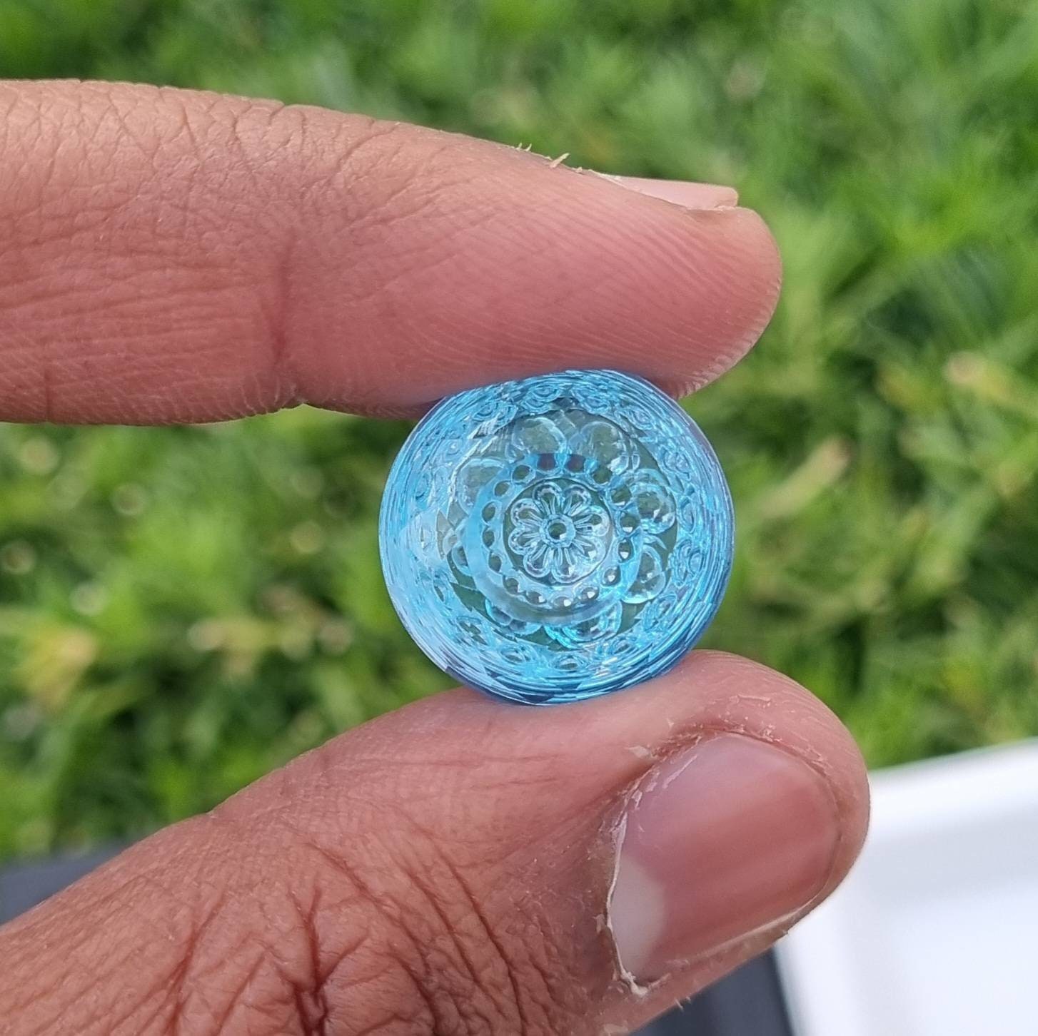 Extraordinary Handcarved Blue Topaz Fantasy Cut/ Blue Topaz Carving ...