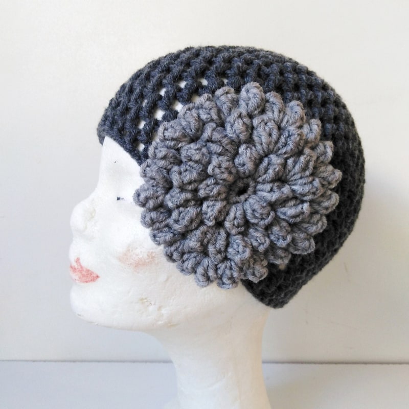 Crochet Flower Beanie Pattern - Etsy