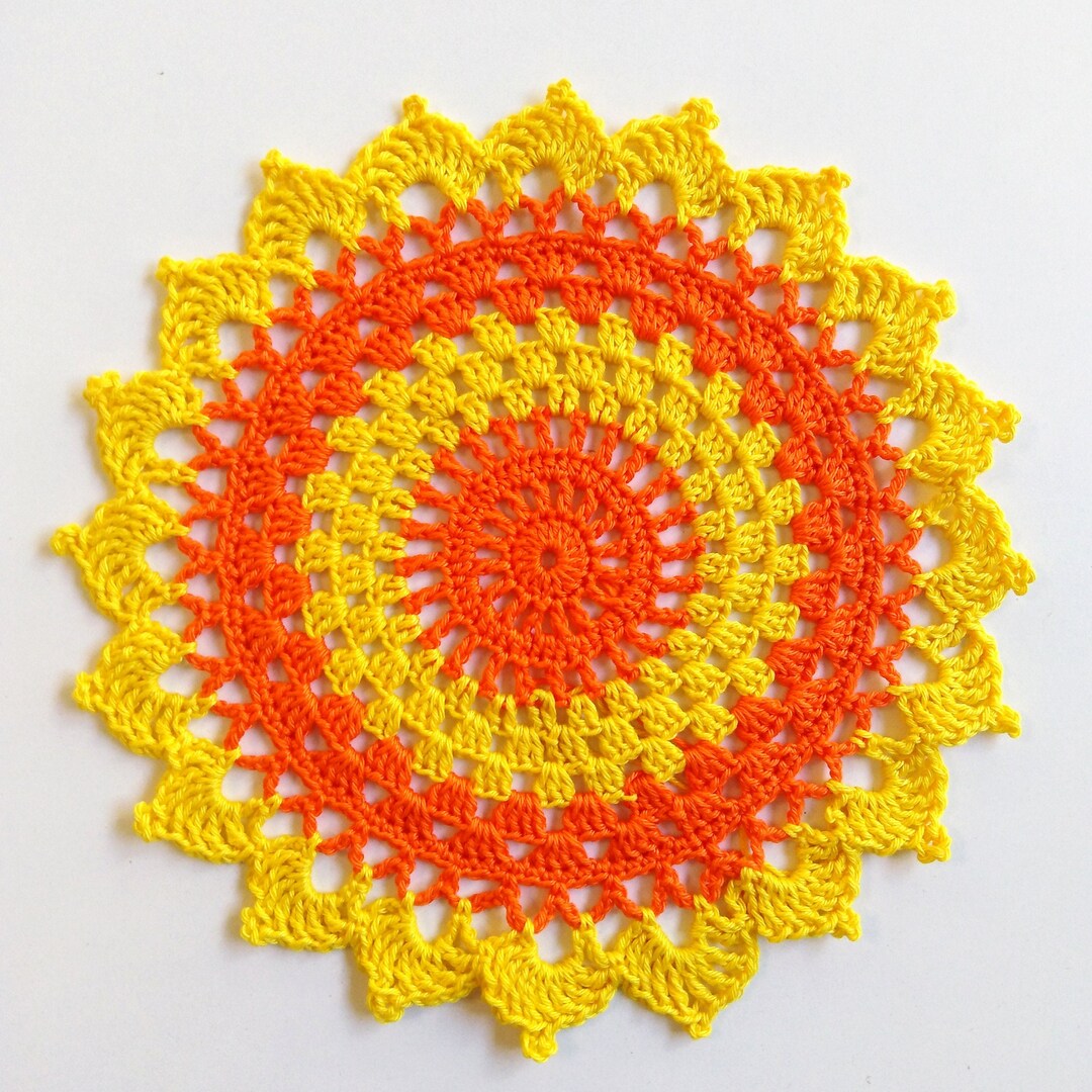 Crochet Sunflower Mandala Pattern: Easy Beginner Placemat (PDF Pattern ...